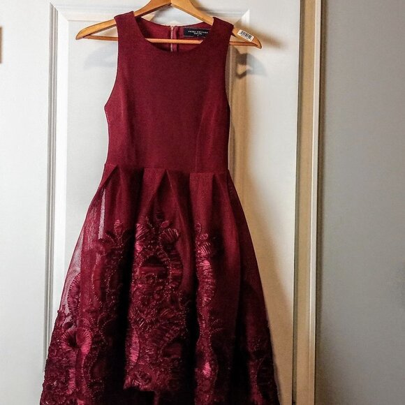 AKIRA | Dresses | Akira Chicago Burgundy Mesh Overlay Crochet Dress ...